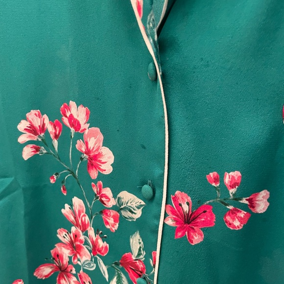 Sezane | Tops | Sezane Elisa Green Floral Silk Blouse 36 | Poshmark